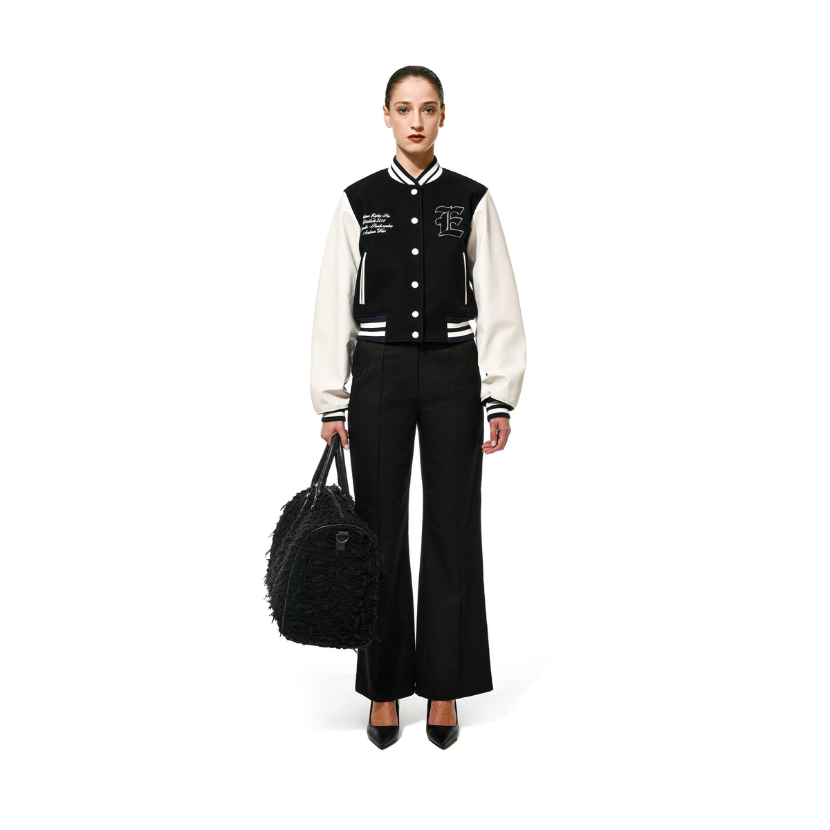 SHORT VARSITY JACKET - BLACK – 1886 fashion
